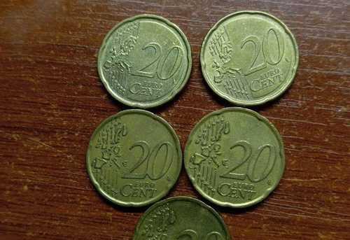 Монета 20 евро центов