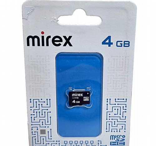 Карта памяти microSD 4GB mirex HC Class 4 13612-M