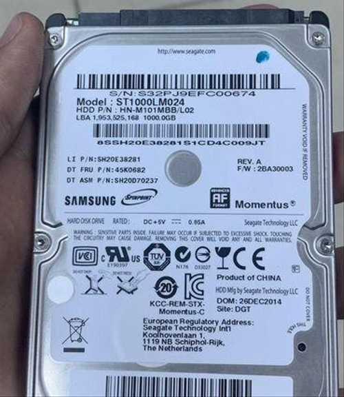 Жесткий диск 2.5" 1Tb SATA Samsung st1000lm024