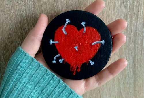 Картина с магнитом: Сердце с гвоздями