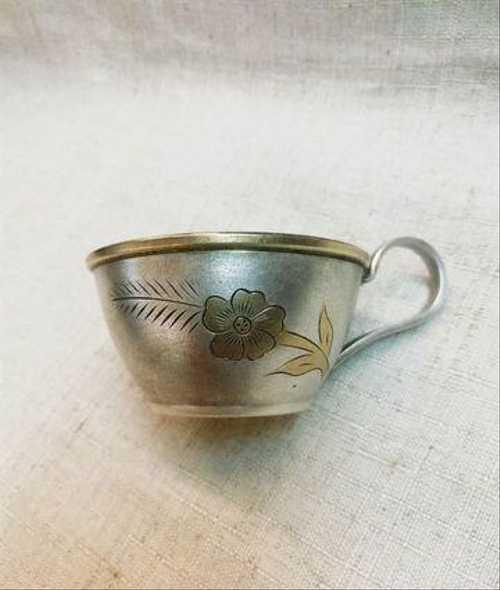 Чашка кофе мельхиор, посеребрение, позолота СССР