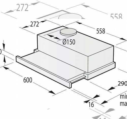 Вытяжка встраиваемая Gorenje TH64E3SGB нержавеющая сталь/стекло черное управление: сенсорное (1 мото