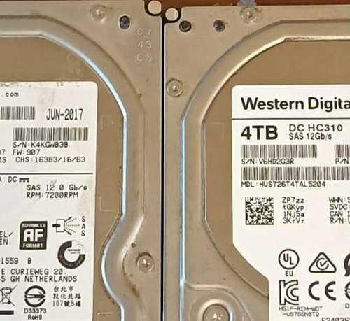 Жесткие диски WD hgst SAS 4tb