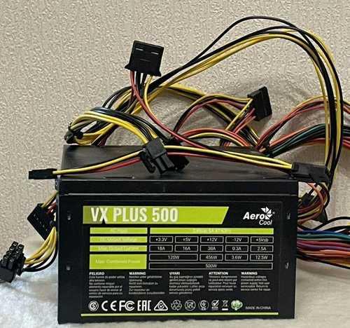 Блок питания aerocool vx plus 500w