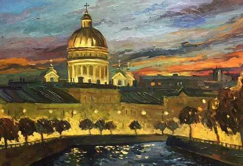 Картина маслом «Вечерний Петербург»