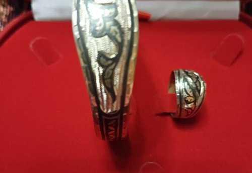 Серебряное кольцо женское 18,5 размер и браслет
