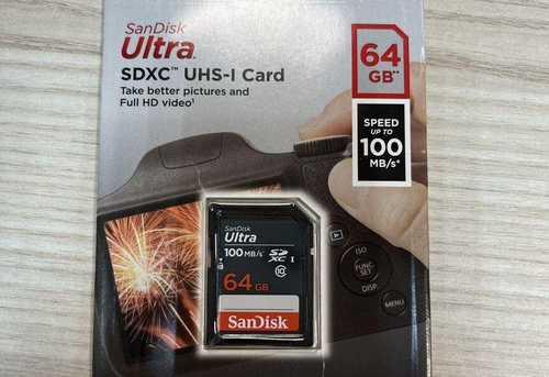 Карта памяти SanDisk Ultra sdxc 64gb