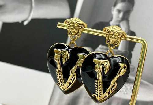 Серьги versace версаче черные (premium)