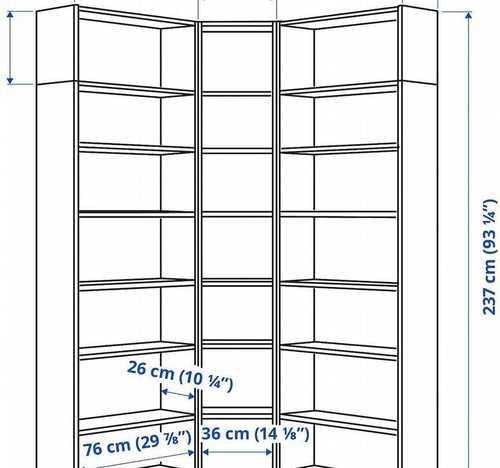 Шкаф для книг стеллаж IKEA Билли (угловой)