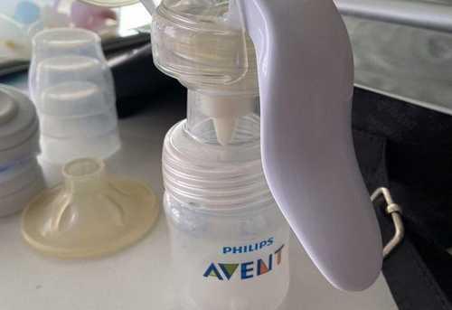 Молокоотсос ручной и электрический и бутылка Avent