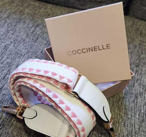 Ремень Coccinelle для сумки белый с розовым, новый