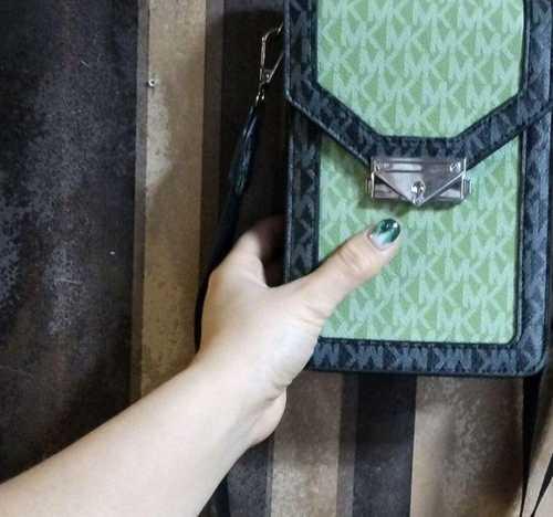 Чёрно-зелёная женская сумка кошелёк новая