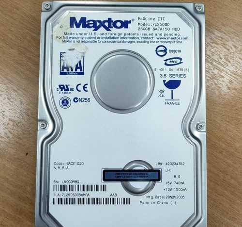 Жесткий диск 3.5" Maxtor 250 Гб 250 Gb MaXLine III