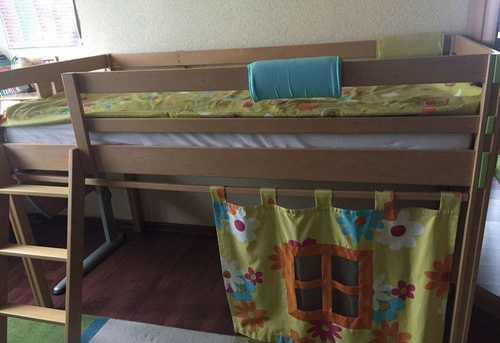Детская кровать домик/чердак с матрасом
