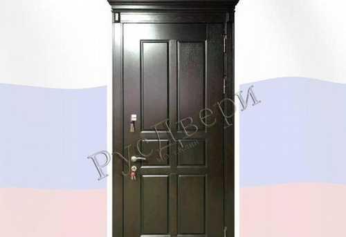 Металлическая входная дверь мдф шпон с карнизом