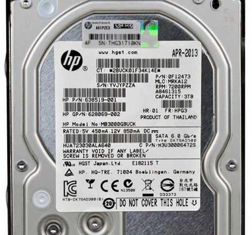 Жесткий диск HP 3TB MB3000gbuck SATA 3.5"