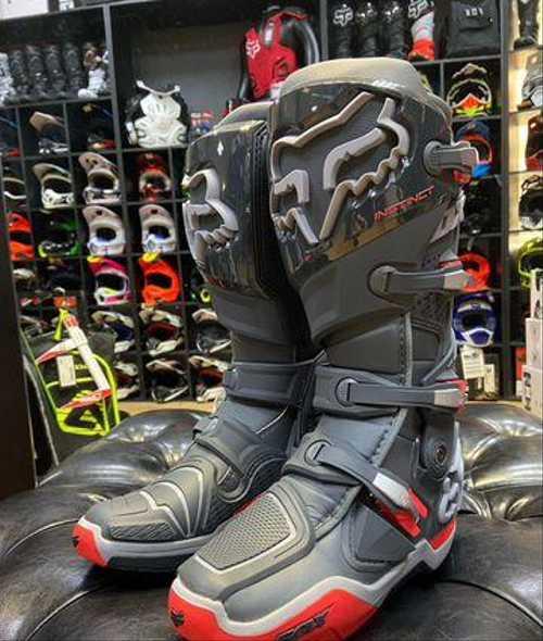 Мотоботы Fox Instinct Boot Grey/Red (MX22)