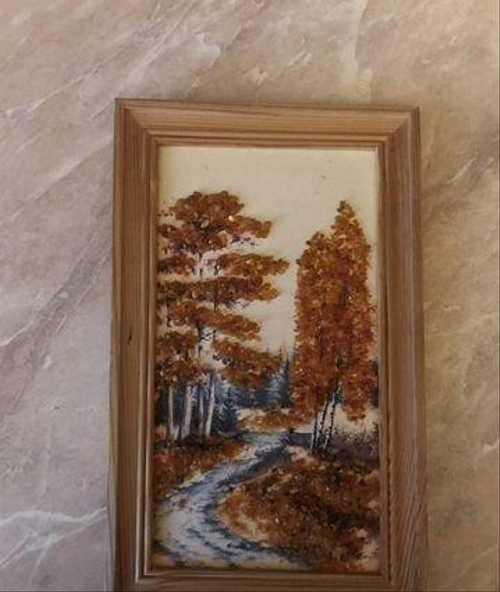 Картина с натуральным янтарем (14х23 см)