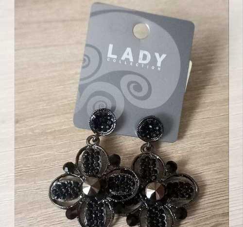 Серьги новые черные Lady Collection