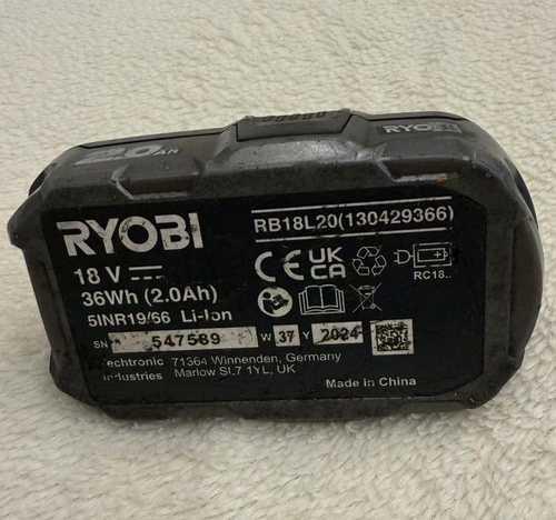 Аккумулятор ryobi 18v