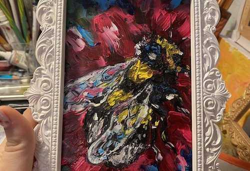 Пчелка на Цветочке Картина Маслом в Раме
