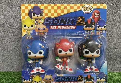 Фигурки Соник Sonic 3 в 1 10см Поп Верехог, Наклз