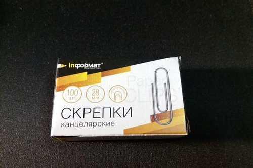 Скрепки inформат 28 мм 100 шт металлические