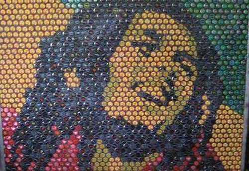 Картина Панно "Боб Марли" из пивных крышек