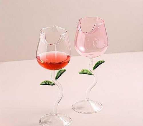 Стеклянные бокалы для вина в виде Розы