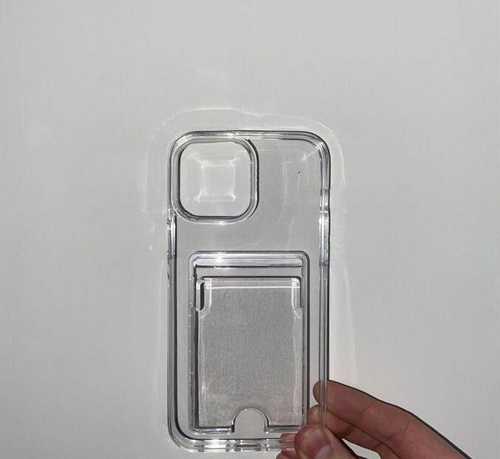 Чехол на iPhone 13 Pro Max прозрачный картхолдер