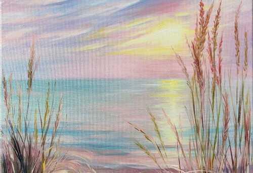 Картина маслом 40*60 Крымский пейзаж море пляж