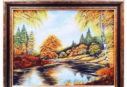 Картина из янтаря - Река в летнем лесу Array