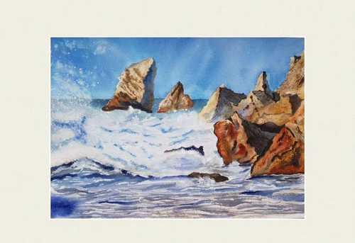 "Скалы", картина, акварель, 27*39 см, без рамы