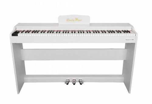 Белое цифровое пианино в корпусе + банкетка