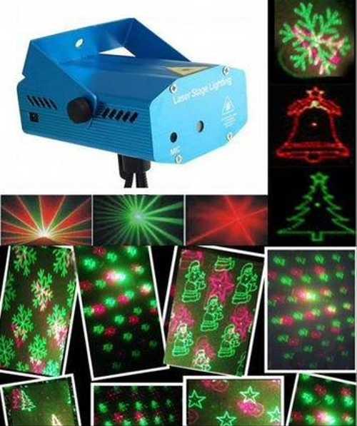 Лазерный домашний проектор мини (Новогодний узор)