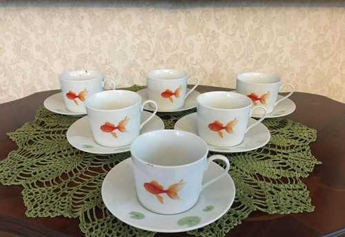 Набор чайных пар Золотая рыбка