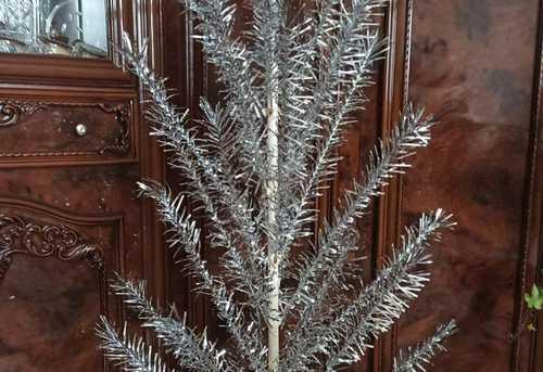 Елка серебристая СССР, елочные игрушки, дед мороз
