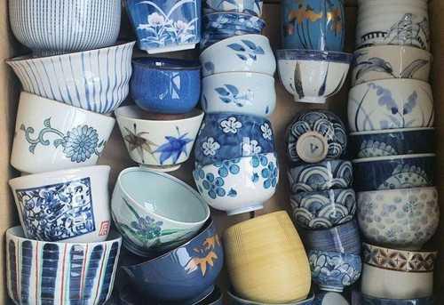 Японские винтажные чайные чашки с ручной росписью