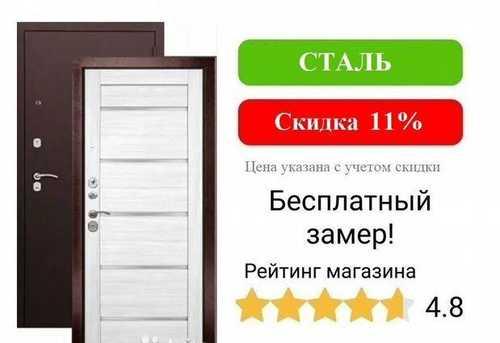 Дверь входная сталь Оптима медь антик лиственница