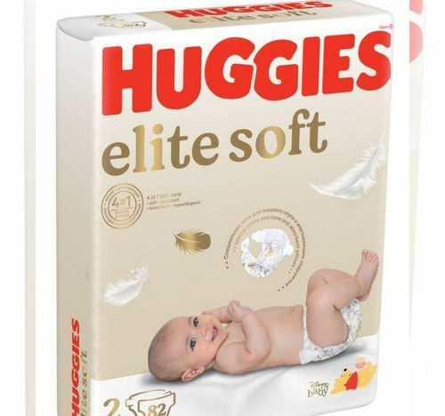 Подгузники huggies elite soft 2 (82 шт)