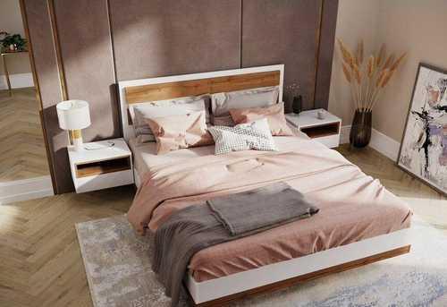 Белая кровать двухспальная новая серый IKEA-стиль