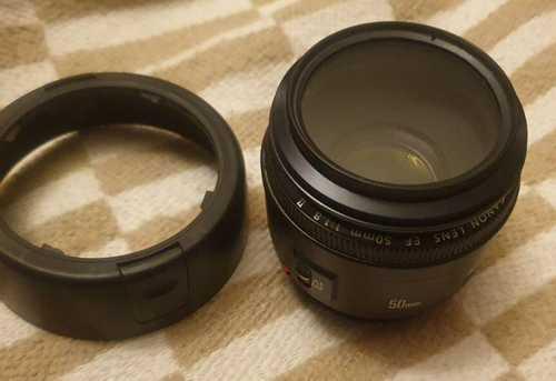 Объектив Canon lens EF 50mm/1.8 II + u.v и бленда