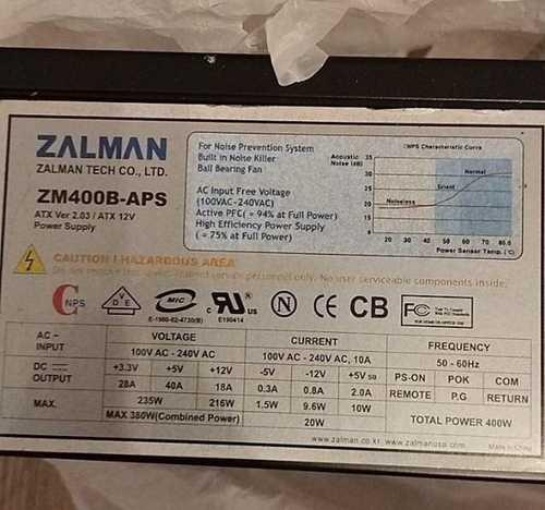 Блок питания zalman 400w