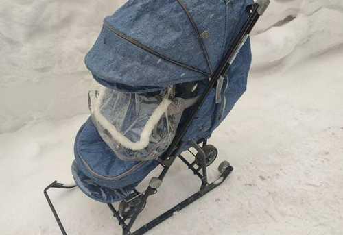 Детские зимние санки коляска бу