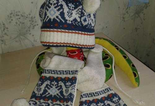 Комплект шапка+ шарф новый зимний