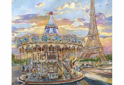 Картина маслом на холсте "Вечер в Париже"