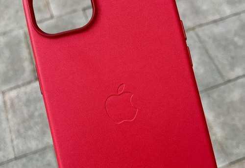 Красный кожаный чехол iPhone 12/ 13/ PRO / PRO MAX