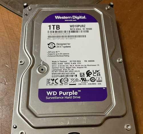 Жесткий диак 1 tb wd purple новый