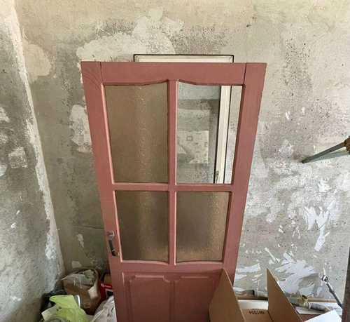 Дверь деревянная со стеклом бу