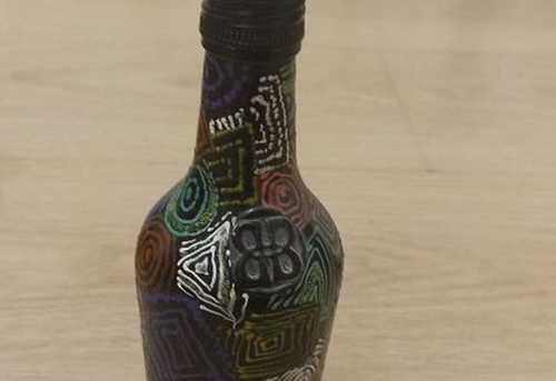 Бутылка стеклянная 0.5 в технике росписи стекла